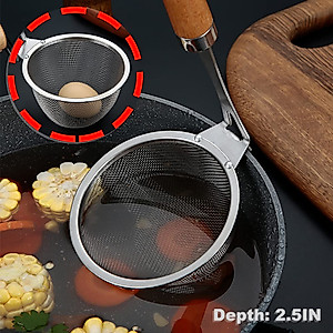 TENTA Kitchen Premium 18/8 Stainless Steel Mesh Spider Spaghetti Dumpling Noodle Strainer -Mouth Diameter 3.8 inch Basket and 8.1inch Handle