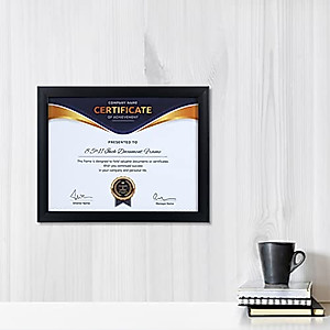 ELSKER&HOME 8.5x11 Picture Frame - Certificate Document Frame 6 Pack with Semi-Tempered Glass - Black Sturdy Wood Composite Award Diploma Frame - Includes Hanging Hardware and Desktop Easel