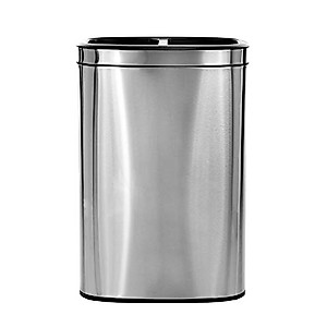 Alpine Industries 40 Liter / 10.5 Gal Stainless Steel Dual Compartment Trash Can - Compact Garbage Bin - Wide Open Top Slender Durable Receptacle with Sturdy Plastic Liner