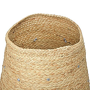 Creative Co-Op Hand-Woven Jute Embroidered Dots Baskets, Natural