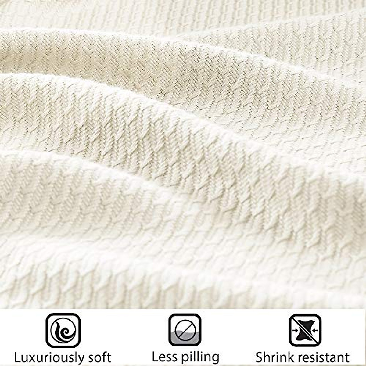 Madison Park 100% Egyptian Cotton Breathable Cozy Blanket, Premium Knit Luxury Bedding, All Season Lightweight Cover for Bed, Couch and Sofa, King(108"x90"), Ivory (MP51N-5173)
