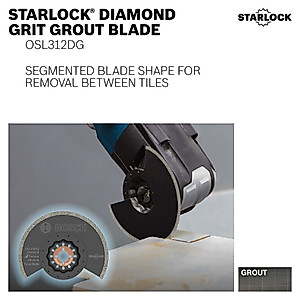BOSCH OSL312DG 1-Piece 3-1/2 In. x 1/8 In. Starlock Oscillating Multi Tool Grout & Abrasive Diamond Grit Grout Blade for Applications in Grout Removal