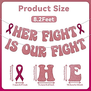 Her Fight is Our Fight Banner - Breast Cancer Awareness Party Decorations, Cancer Free Banner, Peace Out Chemo Decorations, The Breast Cancer Awareness Month Decorations Rose Gold Glitter