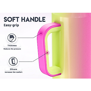 Meoky 50 oz Tumbler with Handle and Straw, Stainless Steel Vacuum Insulated Tumbler with Lid and Straw, Keeps Cold for 36 Hours, 100% Leak-proof, BPA-Free, Non-slip Base (Rainbow)