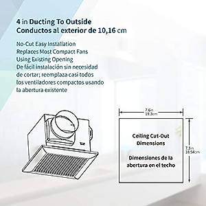 Tech Drive Very-Quiet 80 CFM, 1.5 Sone No Attic access Needed Installation Bathroom Ventilation and Exhaust Fan