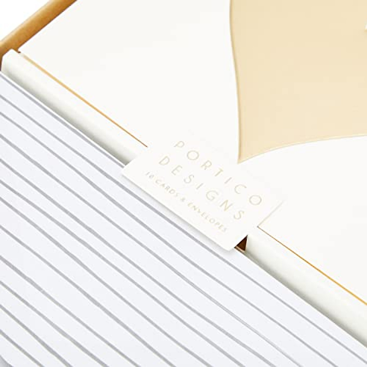 Portico Designs Blank Notecard Set Gold Foil Embossed Boxed Notecards Stationary Set, 10-Count, Heart