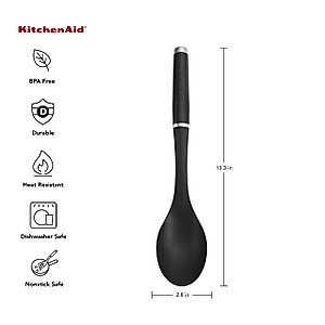 KitchenAid Classic Soup Ladle, One Size, Black 2 & Classic Basting Spoon, One Size, Black 2