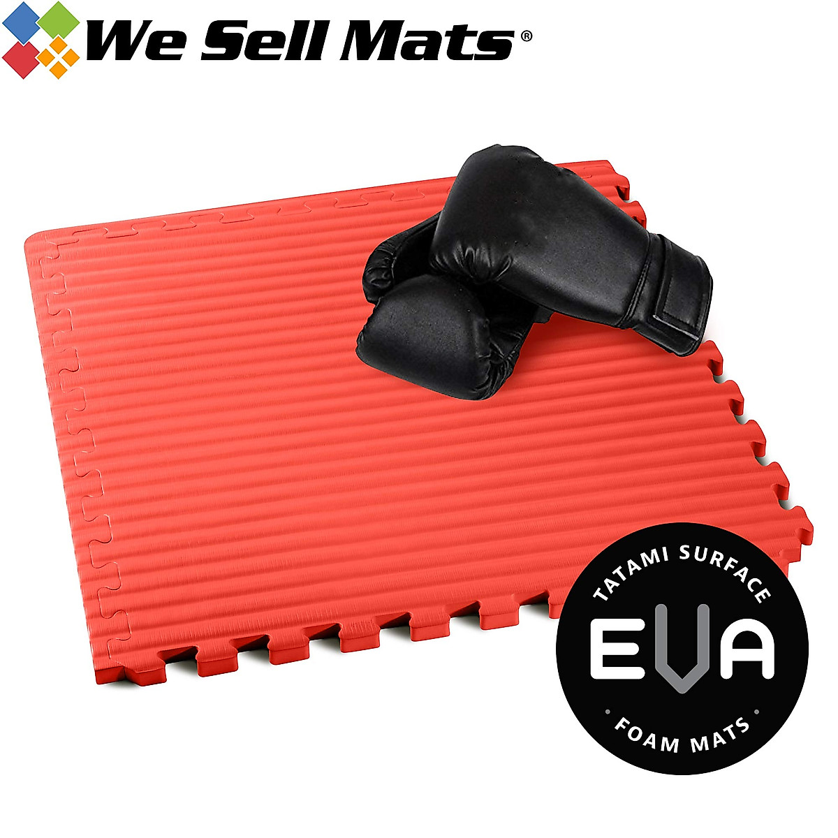 We Sell Mats 3/4 Inch Thick Martial Arts EVA Foam Exercise Mat, Tatami Pattern, Interlocking Floor Tiles for Home Gym, MMA, Anti-Fatigue Mats, 24 in x 24 in