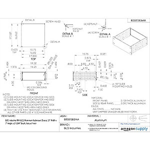 BUD Industries RM-14213 Aluminum Rackmount Chassis 19" L x 17.19" W x 6.97" H, Natural