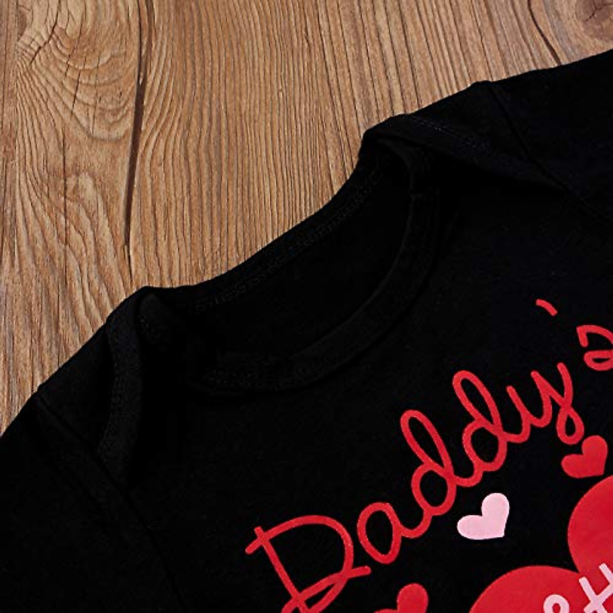 Newborn Infant Girl Skirt Outfits Red Heart Black Romper+Golden Dots Red Tulle Tutu Skirt Baby Clothes Valentine's Day (0-3 Months, Daddy's Little Valentine Outfits)