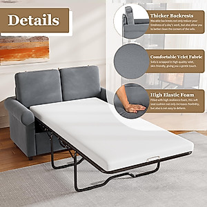 Merax Pull Out Sleeper Sofa Bed 2 in 1 Couch with Memory Foam Living Room/Office, Apartment/Small Spaces Love Seats, Dark Gray_w/Mattress