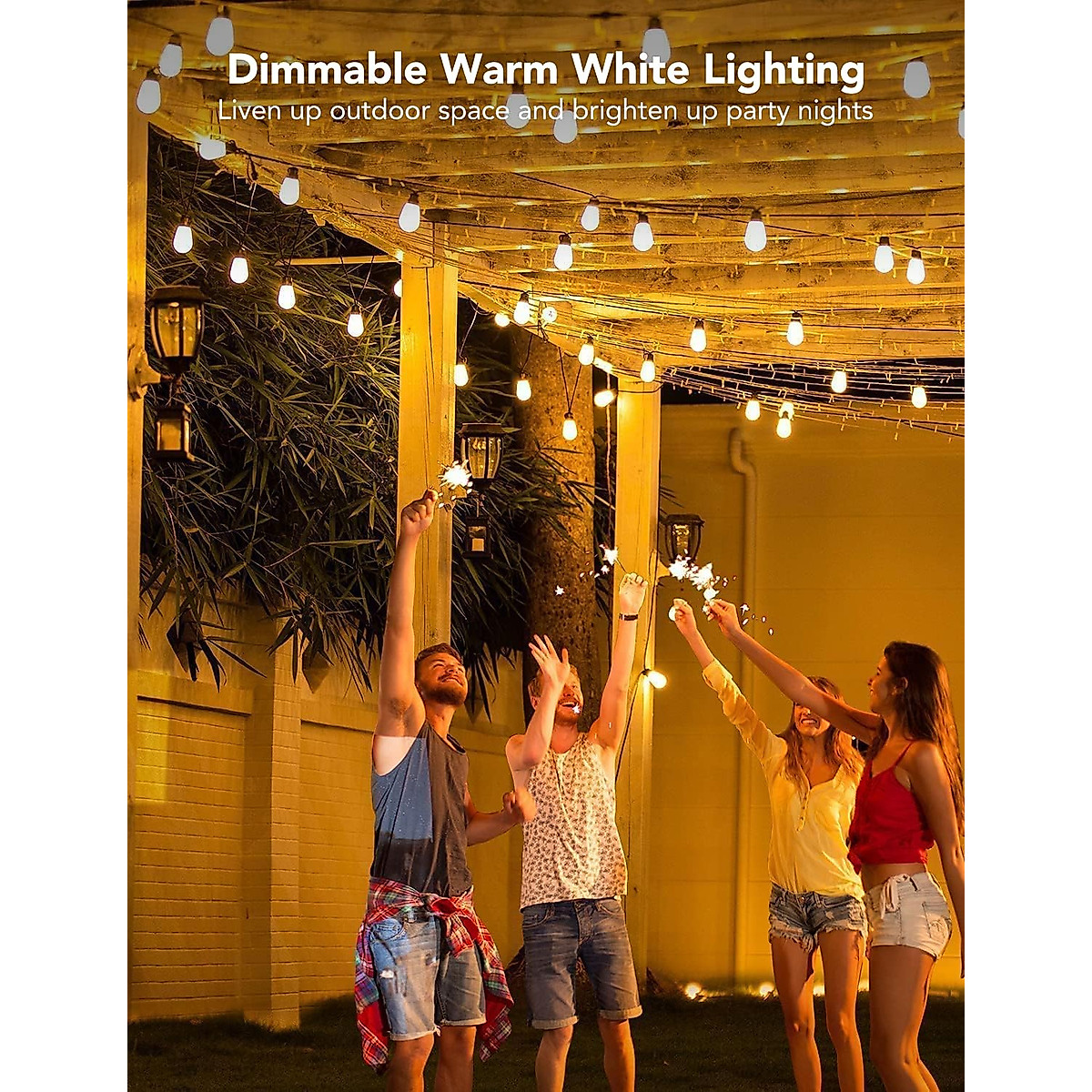 Govee Smart Outdoor String Lights H7020, RGBIC Warm White 48ft LED Bulbs for Outdoor, WiFi Patio Lights Work with Alexa, Google Assistant, APP Control, IP65 Waterproof