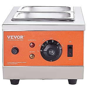 VEVOR Chocolate Tempering Machine, 9 Lbs 2 Tanks Chocolate Melting Pot with TEMP Control 86~185℉, 800W Stainless Steel Electric Commercial Food Warmer For Chocolate/Milk/Cream Melting and Heating