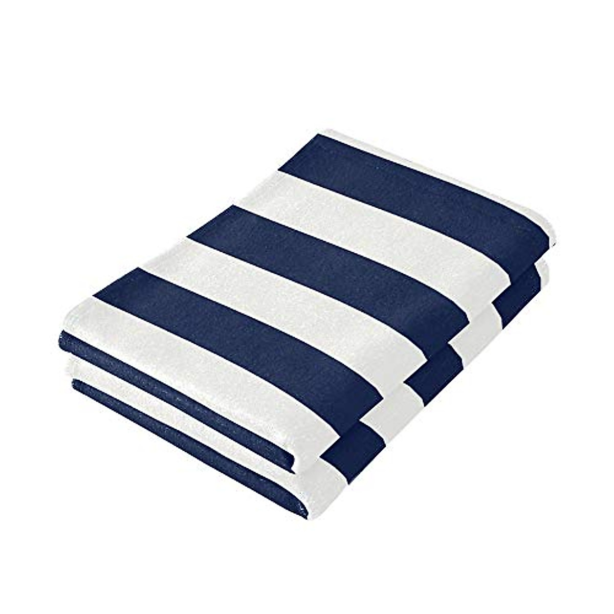KLL Bathroom Hand Towels Set of 2 Navy Blue and White Stripes 14 x 28 Inches Soft Quality Decorative Bathroom Towel for Hand, Face, Hair, Tea, Dishcloth, Kitchen and Bath