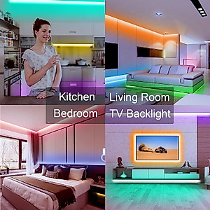 65.6ft WiFi LED Strip Lights,VOLIVO Smart LED Light Strip Compatible with Alexa and Google Home,App&Remote&Voice Controlled Music Sync Color Changing RGB 5050 LED Lights for Bedroom Kitchen,Party,TV
