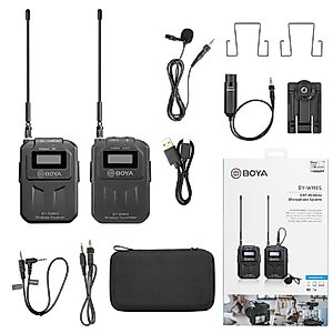 BOYA UHF Wireless Lavalier Microphone with 48-Channel, BY-WM6S, Broadcast Sound Quality and Integrity of Audio, Built-in Rechargeable Battery for Smartphone, Tablets, DSLR Camera, Sony Camcorder