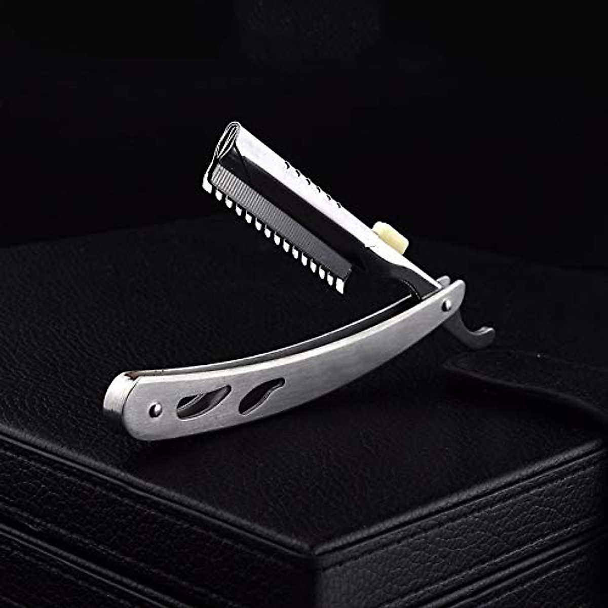 LEYMIGA Straight Edge Razor with 20 Blades, Hair Thinning Styling Razor, Multifunctional Straight Razor for Hair texturing, Hair Layering, Hair Thinner, Beard Eyebrows shaving, For Barber Salon