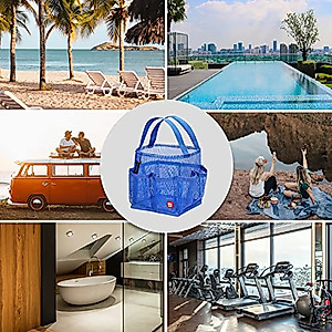 Jovilife Hanging Mesh Shower Caddy tote portable,Toiletry tote college shower caddy tote, 8 Pouch 7 INCH, Shower Caddy Dorm tote, caddy mens,Travel Shower Caddy, toiletry oragnizer (Blue)