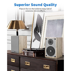 BESTISAN Bookshelf Bluetooth Speakers, Powered 2.0 Stereo 50W Home Audio Bookshelf Stereo Speakers for Turntables, Record Player, Desktop, TV, RCA Input, Wooden Enclosure, Pair