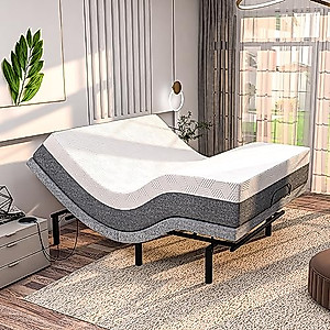 Renanim Adjustable Bed Frame with 12" Mattress Included Electric Massage - USB, Under Bed Light, Luxury Cooling Gel Memory Foam Mattress, App Control, Zero Gravity, Head and Foot Incline Base Twin XL