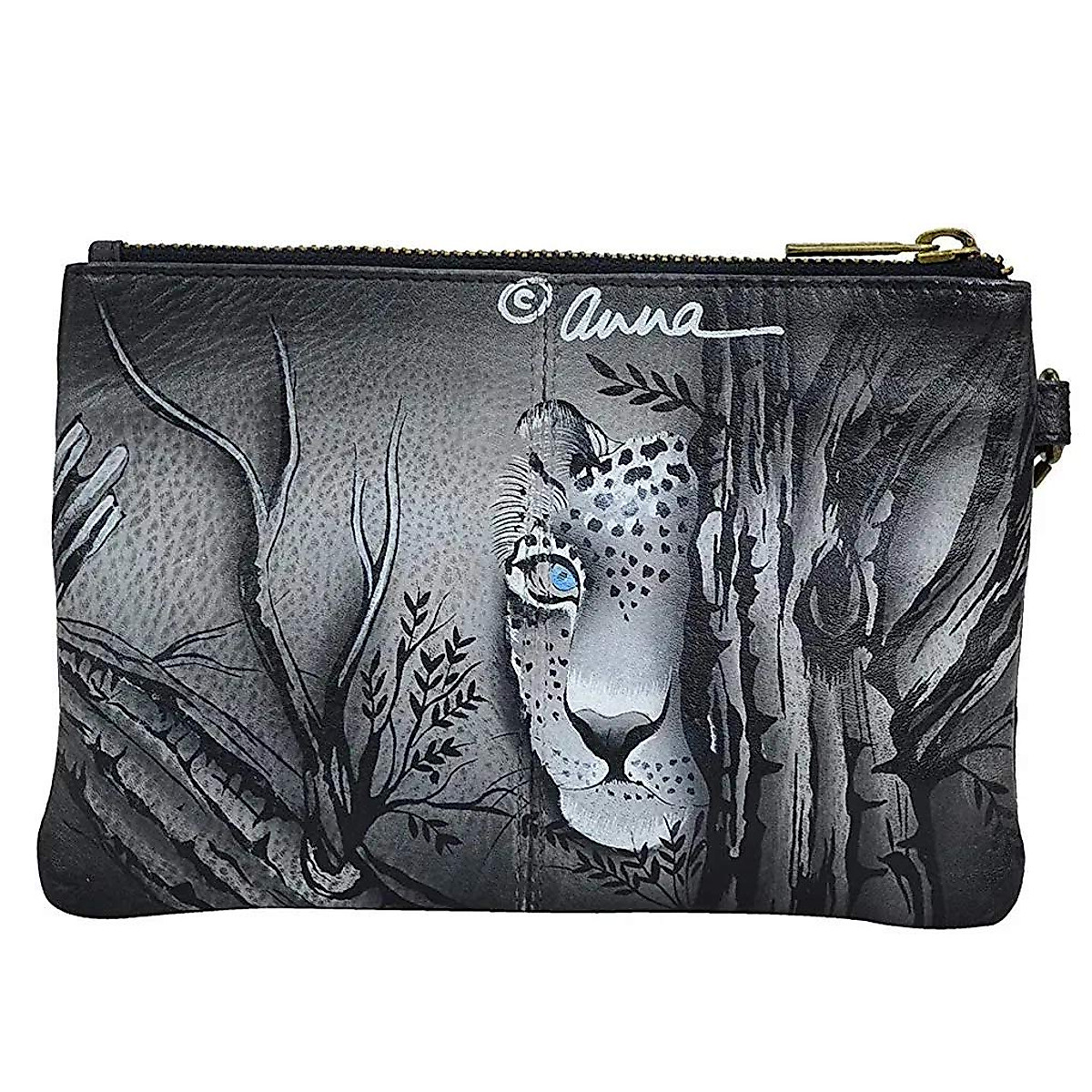 Anna by Anuschka womens Wristlet Wallet & Organizer - Genuine Leather, African Leopard, One Size US