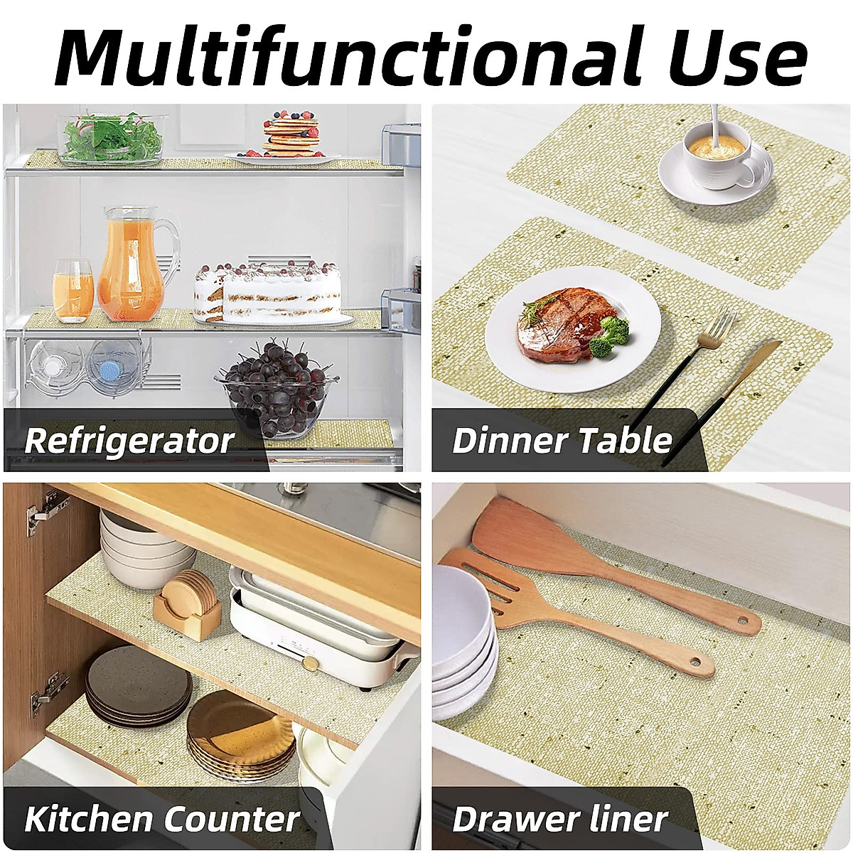 Shelf Liner 18 inch Wide Shelf Liner Non Adhesive 18inx8ft Drawer Liner Non Slip Kitchen Mat Waterproof Oil-Proof for Kitchen Cabinet, Shelves, Refrigerator, Storage, Desks, Easy to Trim