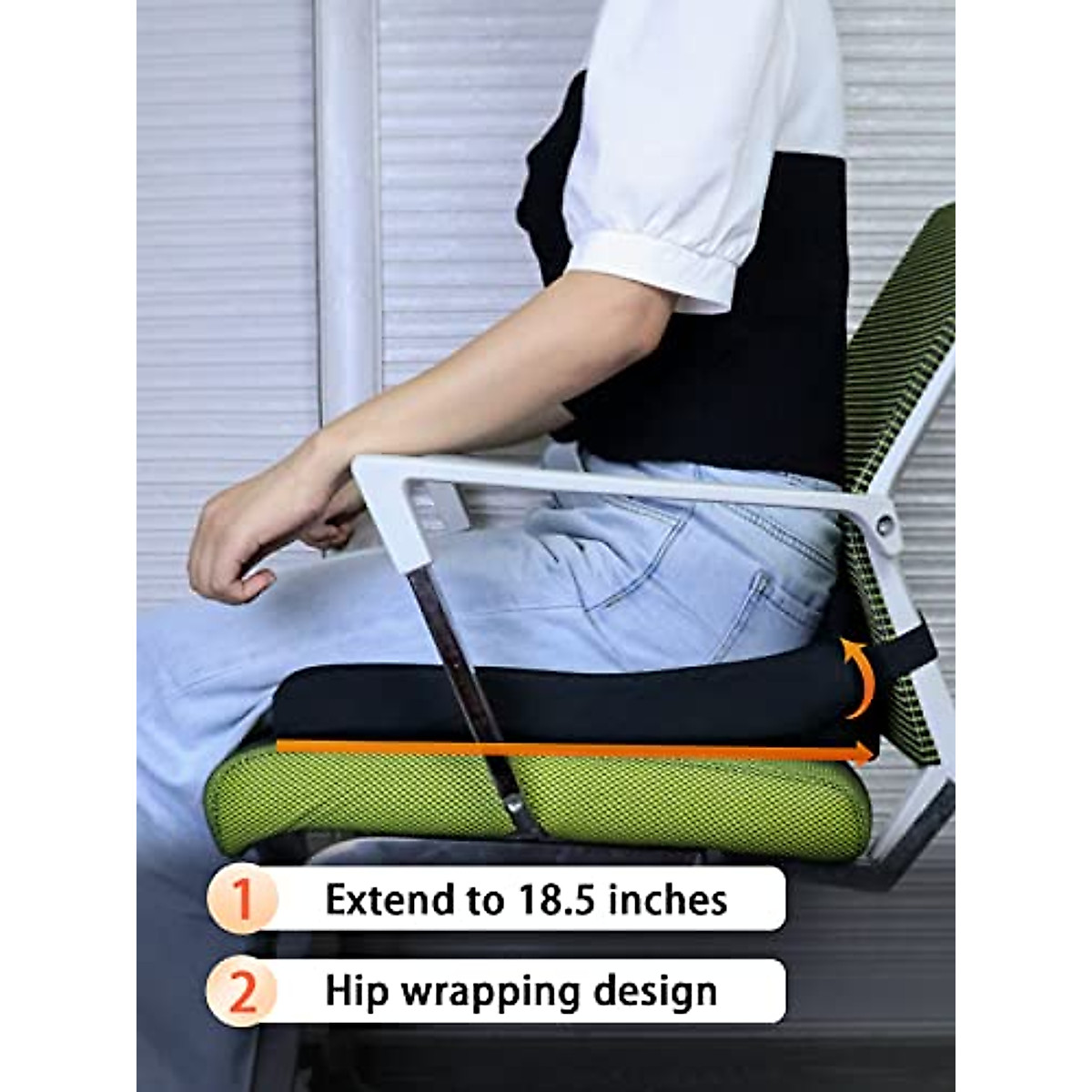 Agsnilove Chair Cushion Memory Foam Car Seat Cushion Wheelchair Comfort Butt Pillow Pad for Truck, Train, Airplane Seat, Office Chair, Reduce Tailbone Pressure, Black