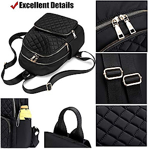 Backpack for Women, Myhozee Backpacks Womens Multipurpose Design Handbags and Shoulder Bag Travel Backpacks Purse Black Quilted mochilas para mujer