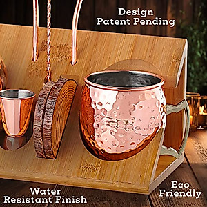 barillio Moscow Mule Mug Set of 2 With Bamboo Stand | Large Size 18 oz copper Cups | Stainless Steel Lining & Pure Copper Plating