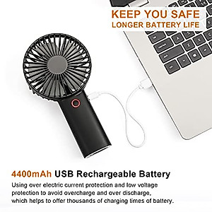 YunTuo Portable Handheld Fan, 4400mAh Battery Operated Rechargeable Personal Fan, 6-15 Hours Working Time for Outdoor Activities, Summer Gift for Men Women