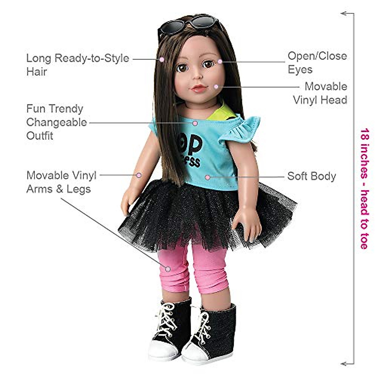 Adora Fun, Amazing Sweet Girls - Emma! 18” Amazon Exclusive Play Doll in Soft Vinyl, Perfect Dressing and Styling Outfit Changeable with Other Amazing Girl Dolls
