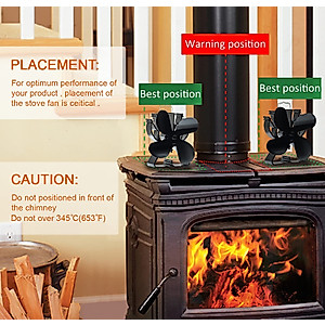 Wood Stove Fan Heat Powered Fan 4 Blade Fireplace Fan for Wood Burning Woodstove Eco Friendly Silent Efficiently