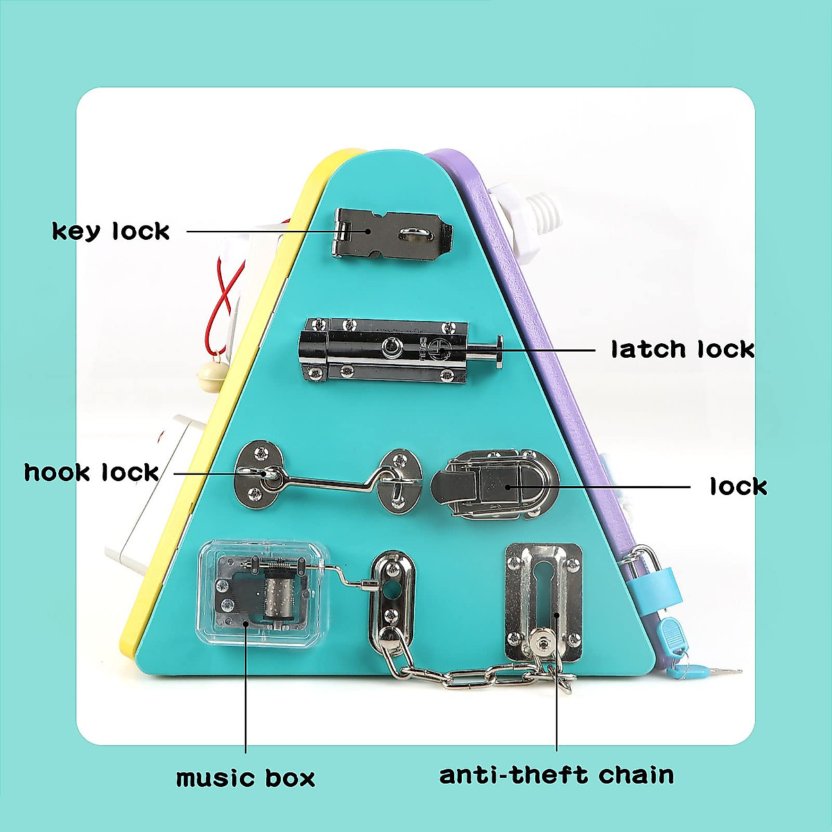 Steventoys 14 in 1 Toddler Busy Board, Montessori Wooden Busy Board for Toddlers - Travel Toy Wooden Sensory Board Activity Board for Fine Motor Skills - Busy Board for Toddlers 2-4