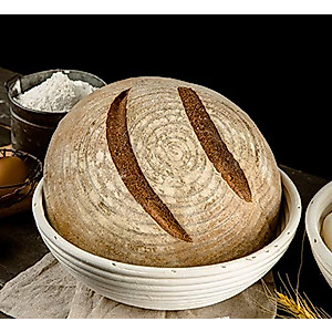 9 inch Round Bread Banneton Proofing Basket & Liner SUGUS HOUSE Brotform Dough Rising Rattan Handmade rattan bowl - Perfect For Artisan