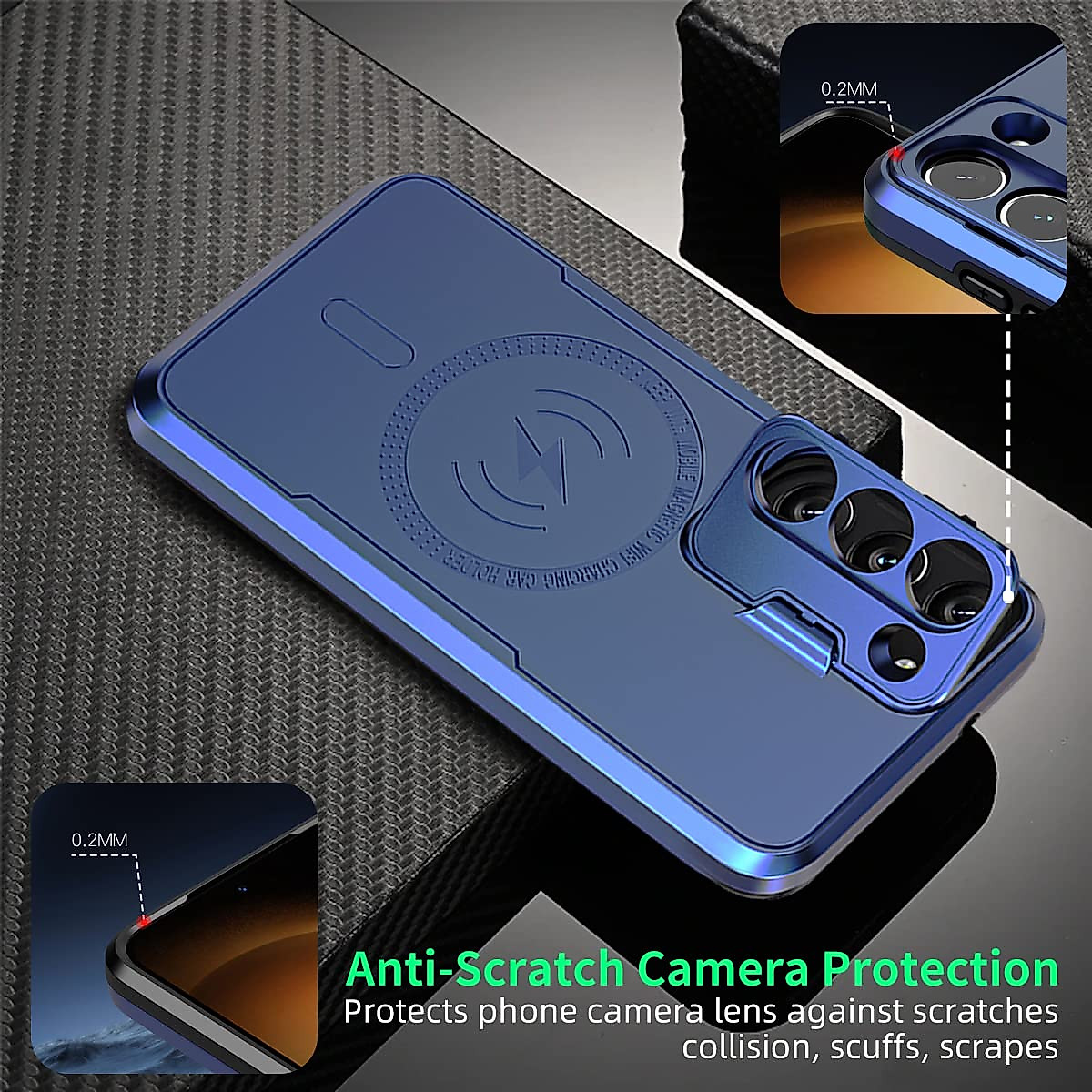 Galaxy S23 5G Case,Designed for Samsung S 23 23S Phone Cases with Camera Lens Protector,Built-in Camera Ring Stand Kickstand,Grade Heavy Duty Shockproof Cover for 23S Women Men 6.1”in Blue