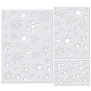 Jmkcoz Christmas Snowflake Stencil Template, Reusable Plastic Craft Drawing Painting Stencil Journal Template for Window Glass Wall Door Card Scrapbook Notebook Holiday Xmas Snow Flake Art DIY Project
