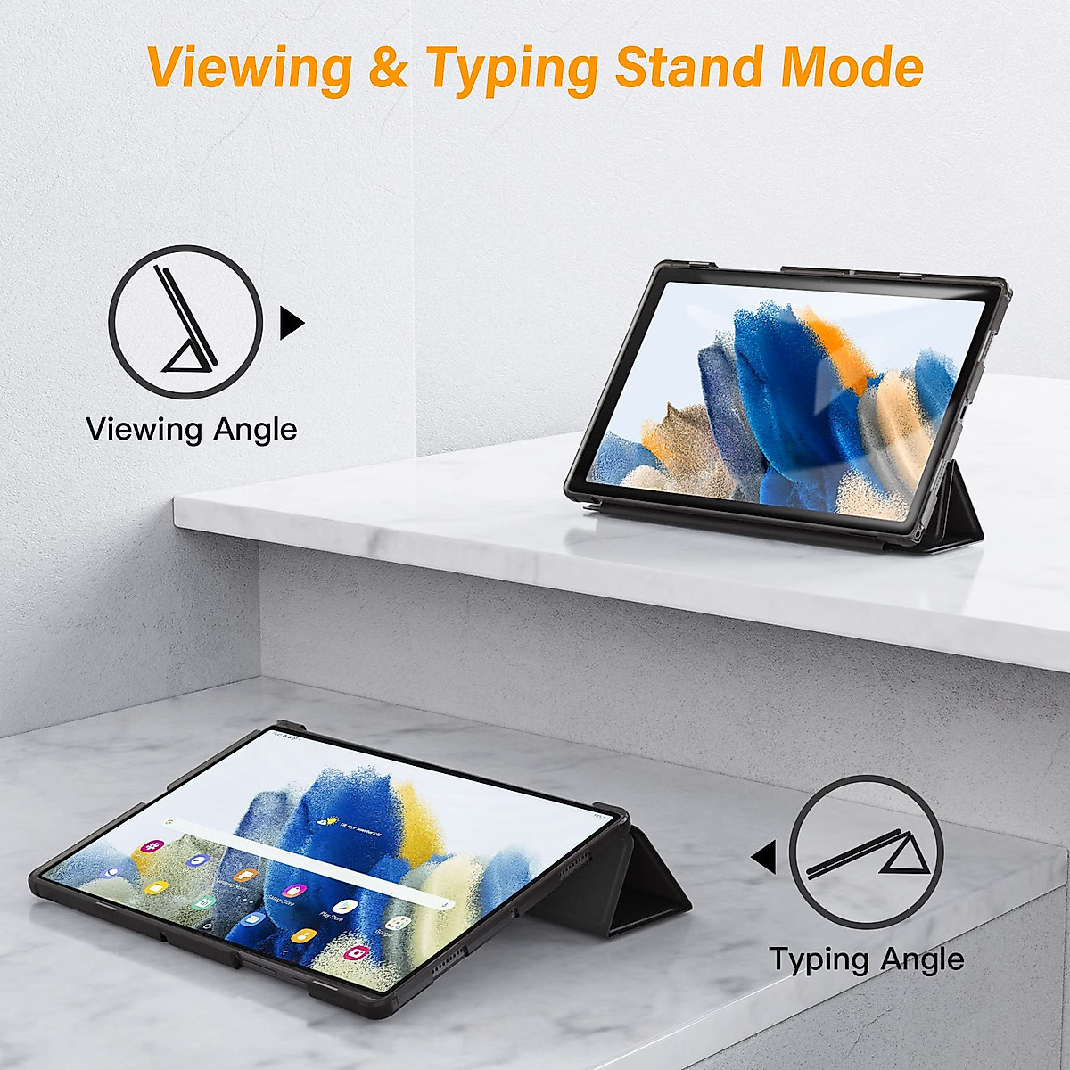 ZtotopCases Slim Case for Samsung Galaxy Tab A8 10.5 Case 2022, Lightweight Trifold TPU Stand Cover, Full Protective Case for Samsung Galaxy A8 10.5 Inch Tablet SM-X200/X205/X207, Black