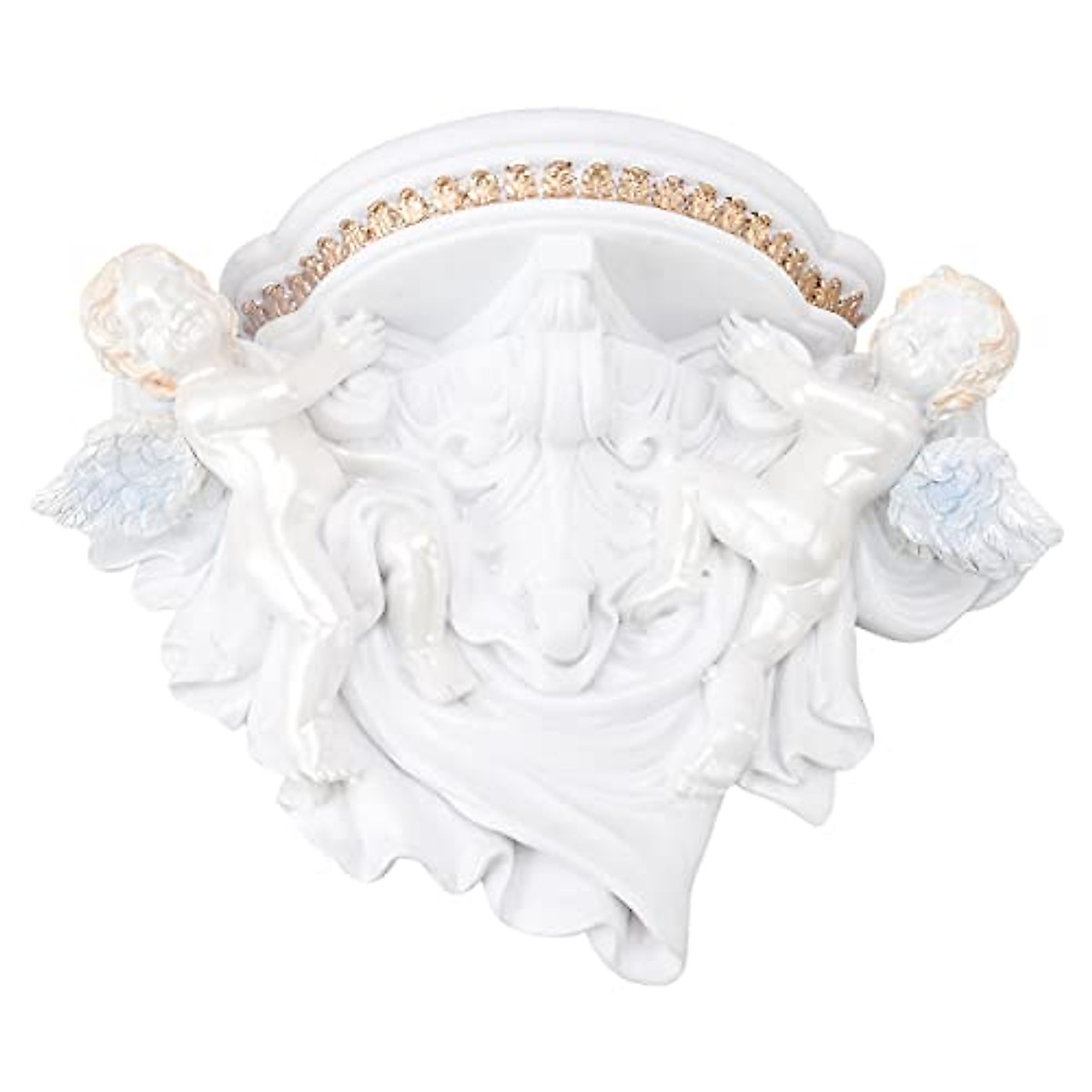 Haofy Creative European Angel Wall Shelf, Wall Decoration European Exquisite Beautiful Decoration Rack Floating Wall Shelf for Bedroom Living Room Kit(Pure White Gold)