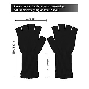 Pangda 2 Pairs Unisex Fingerless Gloves Half Finger Stretchy Knit Gloves Lengthen Wrist Mittens Winter Warm Gloves (Size 1, Black)
