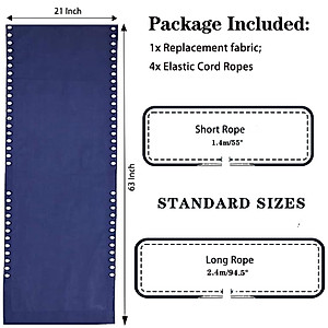 Zero Gravity Chair Replacement Fabric with Bungee Cord Kit, 21 Inch Wide Repair Cloth with Replacement Cord for Oversized XL Anti Gravity Chairs Outdoor Recliner Patio Lounge Lawn Sling Chairs, Blue