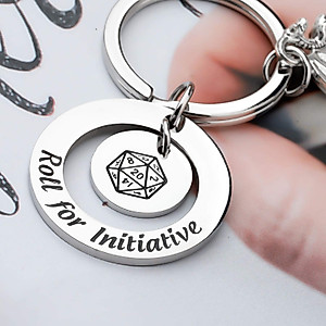 AKTAP Game Inspired Keychain Dragons Jewelry Roll for Initiative RPG Gift for Gamer Keyring
