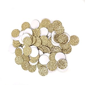 Mybbshower Gold Glitter Round Circle Sticker Invitation Seals - 1" x 150 Glitter Polka Dot Envelope Seals Wedding Planner Sticker (Light Gold)