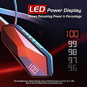 150H Playtime Neckband Bluetooth Headphones with LED Power Display, Bluetooth V5.3 Sweatproof Sport Headsets Stereo Sound, 7 EQ and Game Mode, USB-C Fast Charging, with Noise Cancelling Microphone