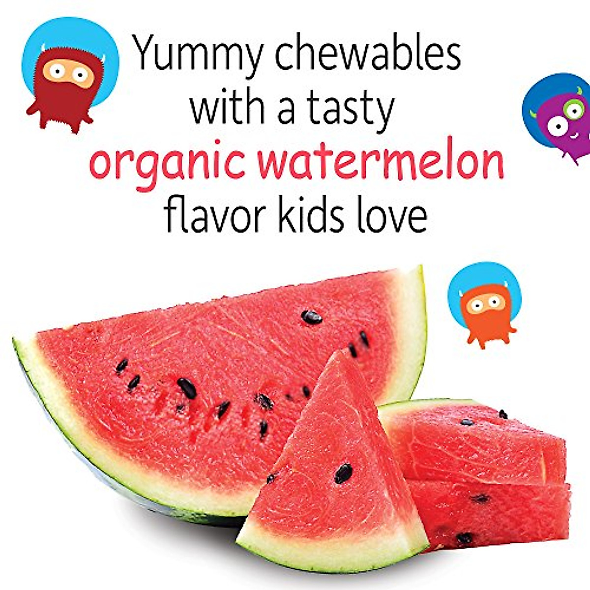 Garden of Life Dr. Formulated Probiotics Organic Kids+ Plus Vitamin C & D - Watermelon - Gluten, Dairy & Soy Free Immune & Digestive Health Supplement, No Added Sugar, 30 Chewables (Shelf Stable)