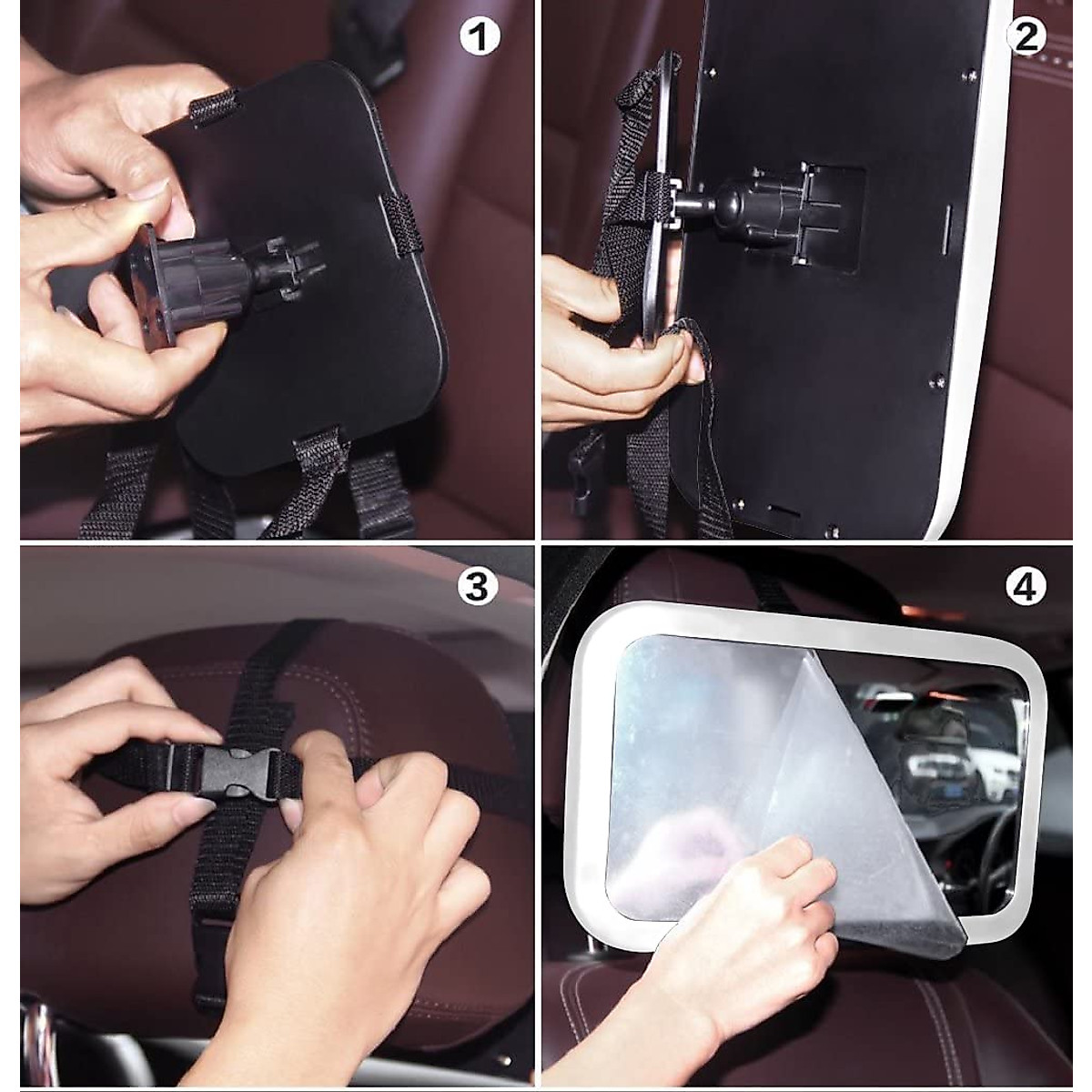 Shynerk Baby Car Mirror, Car Seat Mirror Safety 360° Rotation Wide Clear View, Shatterproof & Crash Tested, ‎SH-M-02, White