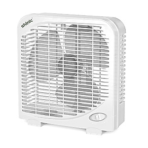 shinic 10" Tabletop Box Fan for Bedroom, 2 Speeds, Quiet Table Fan with Strong Airflow, Energy Efficient Small Box Fan, Portable Kitchen Exhaust Fan for Bedroom Bathroom Office Dorm Workshop, White