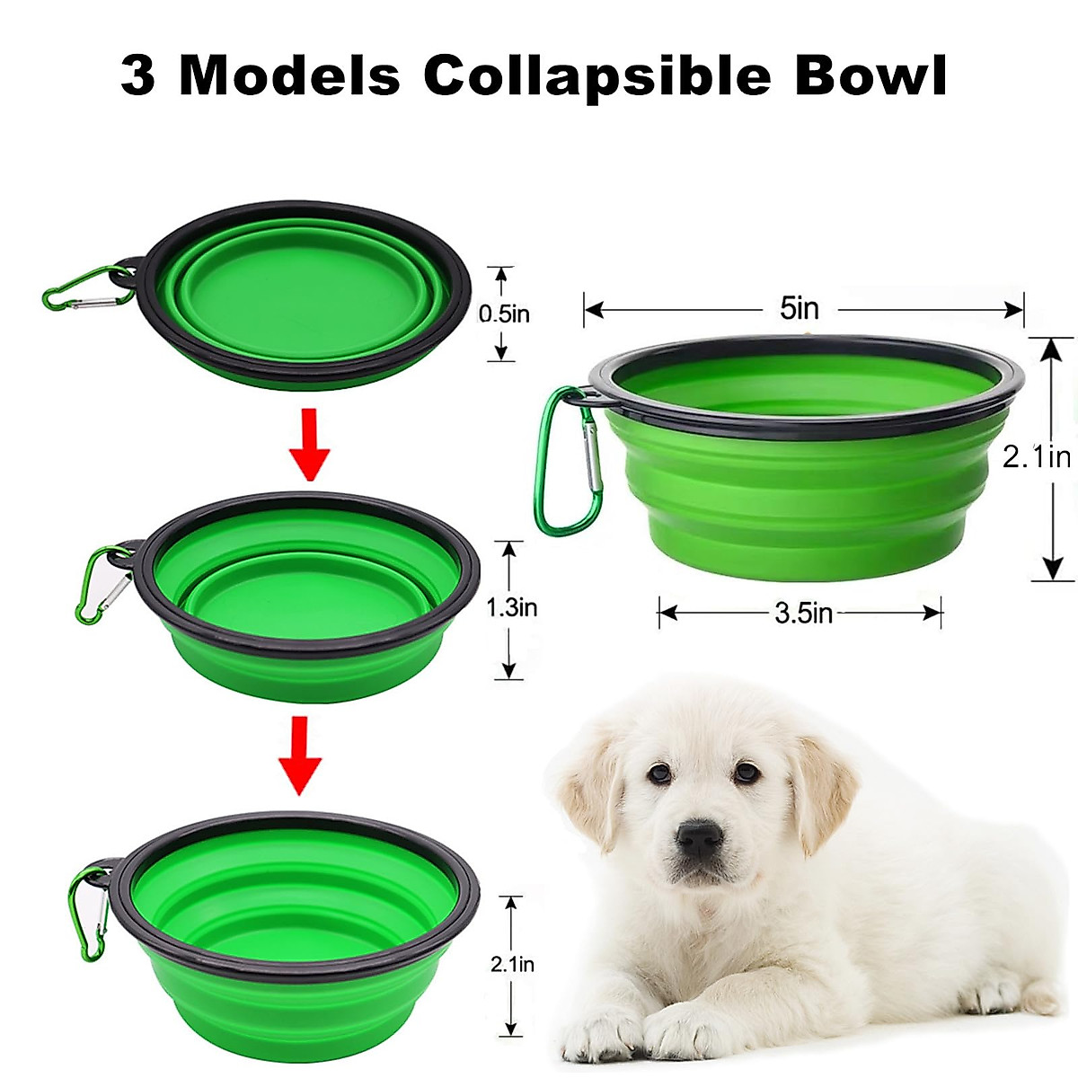 Collapsible Bowls Dog Pet Bowl, 4 Pack for Cats Dogs Travel Bowl Portable Foldable Pet Feeding Watering Dish Pet Supplies for Walking Parking Traveling Camping with 4 Carabiner Clip