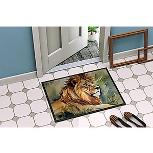 Caroline&#039;s Treasures DAC2951JMAT Lion Doormat Front Door Mat Indoor Outdoor Rugs for Entryway, Non Slip Washable Low Pile, 24H X 36W