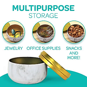 Hearts & Crafts Marble Candle Tins 8 oz with Lids - 24-Pack of Bulk Candle Jars for Making Candles, Arts & Crafts, Storage, Gifts, and More - Empty Candle Jars with Lids