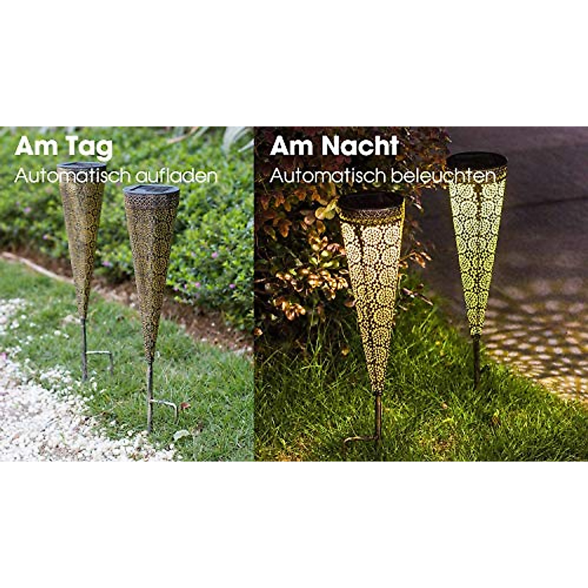 Mezone Solar Pathway Lights 2 Pack,Solar Powered LED Low Voltage Landscape Path Lights Garden Stake Lights Outdoor Dcorative Solar Lights In-Ground LED Light